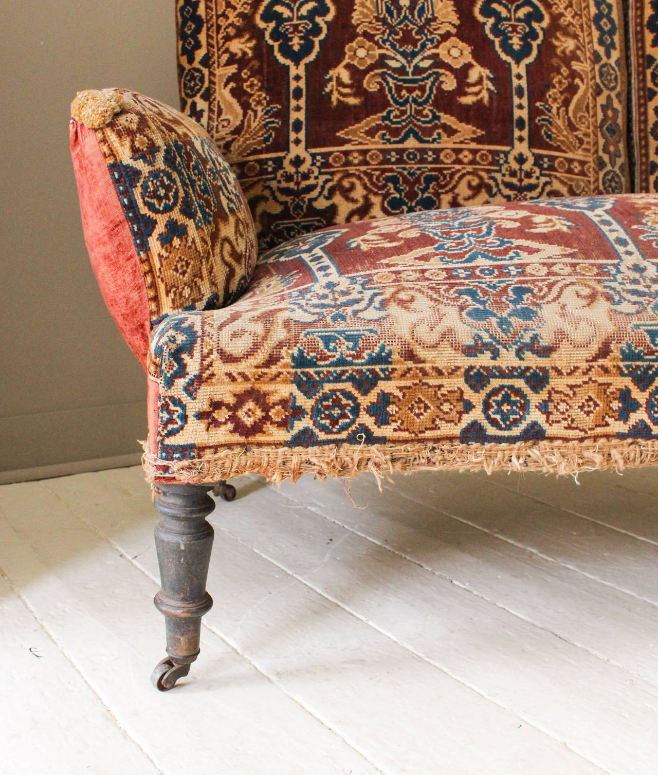 Persian Tapestry Upholstered Napoleon III Settee at 1stDibs