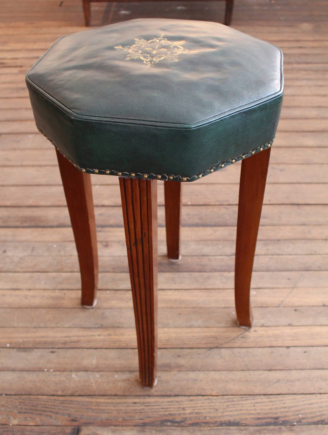 Pair of Vintage Leather Counter Stools For Sale at 1stDibs