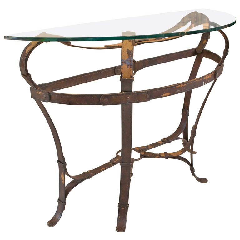Hermes Style, Handcrafted Iron Console at 1stDibs