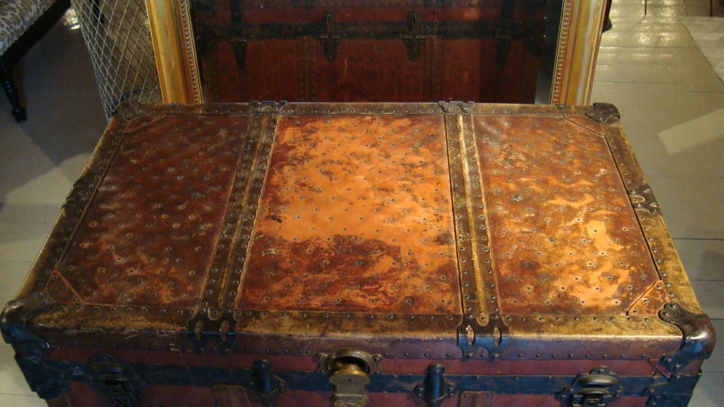 Leatheroid and Hide Trunk at 1stDibs | leatheroid trunk