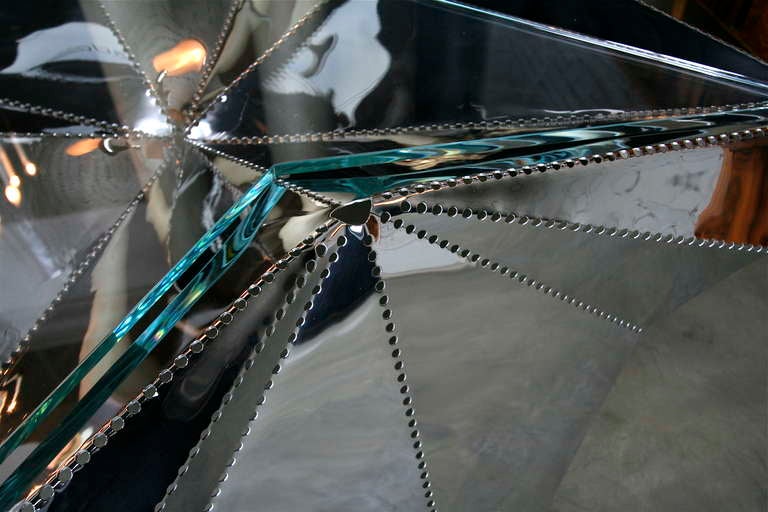 Star-shaped Metal And Glass Coffee Table at 1stDibs