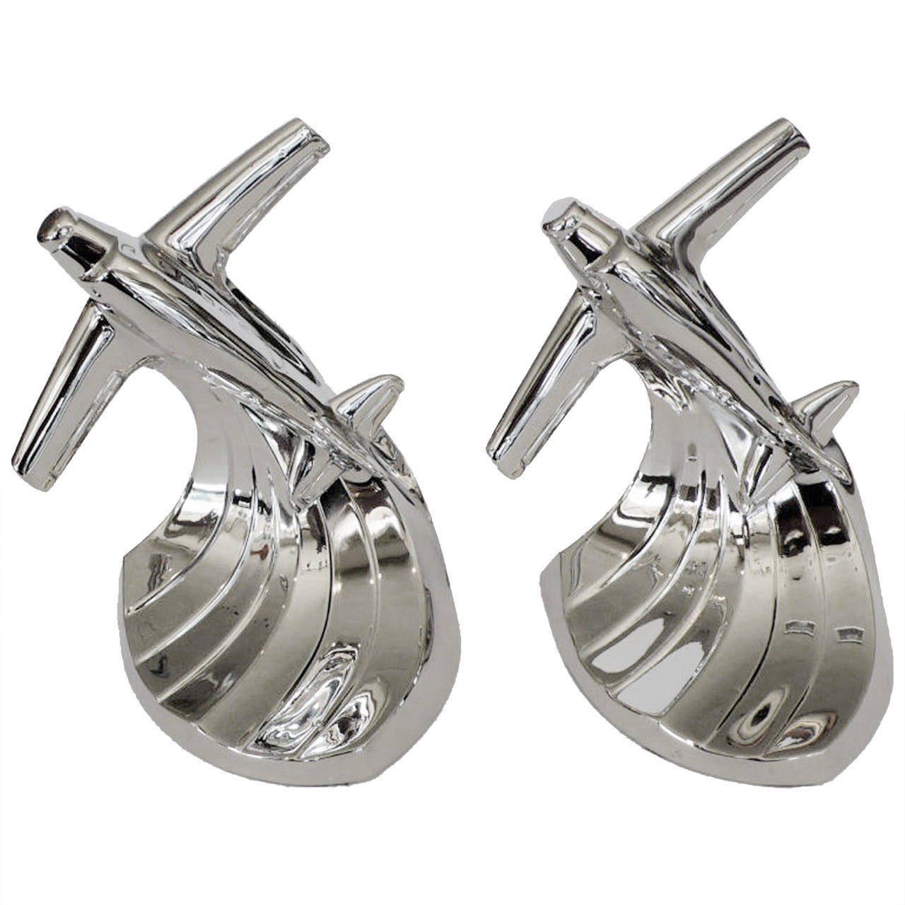 Pair of 1930s Streamline Art Deco Racing Airplane Bookends at 1stDibs