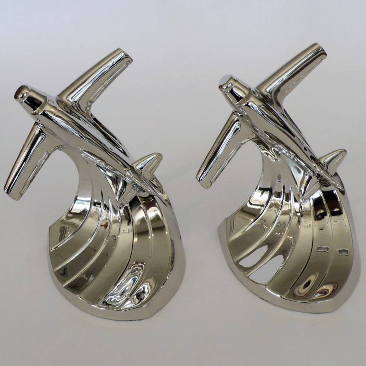 Pair of 1930s Streamline Art Deco Racing Airplane Bookends at 1stDibs