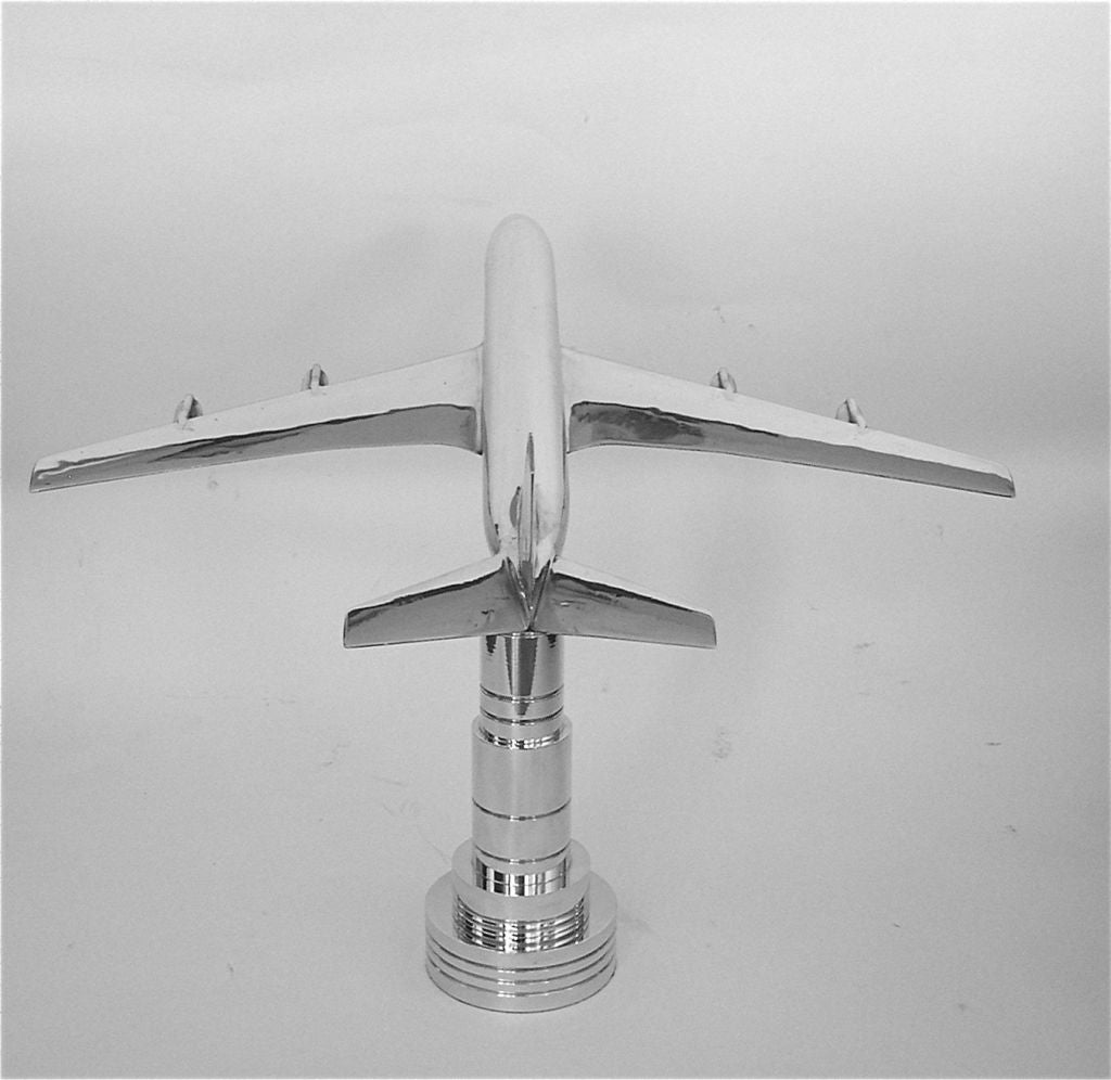 Large Aluminum DC8 Airplane Model w/ Handcrafted Aluminum Stand at 1stDibs