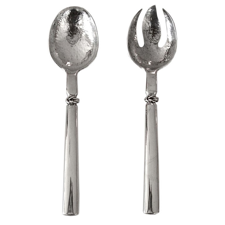 Rare Large Sterling Serving Fork and Spoon by Antonio Pineda at 1stDibs