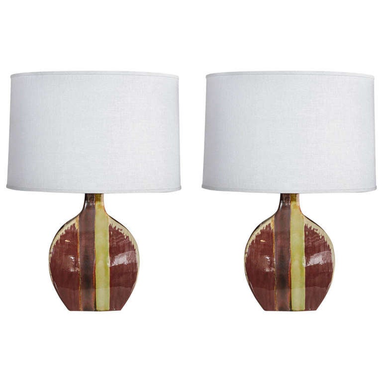 Pair of Multi-Color Ceramic Table Lamps at 1stDibs