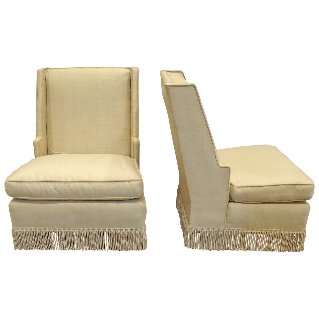 Pair of High Back Chairs at 1stDibs