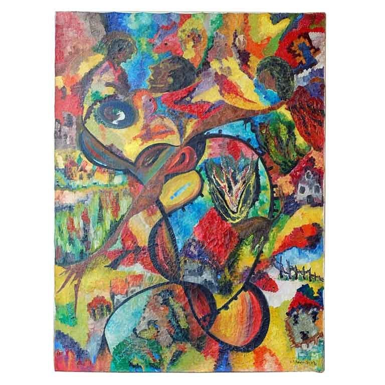 Large colorful abstract painting at 1stDibs