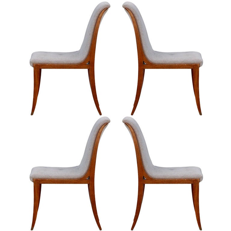 Set of 4 French 40s chairs in the style of Marc du Plantier. at 1stDibs