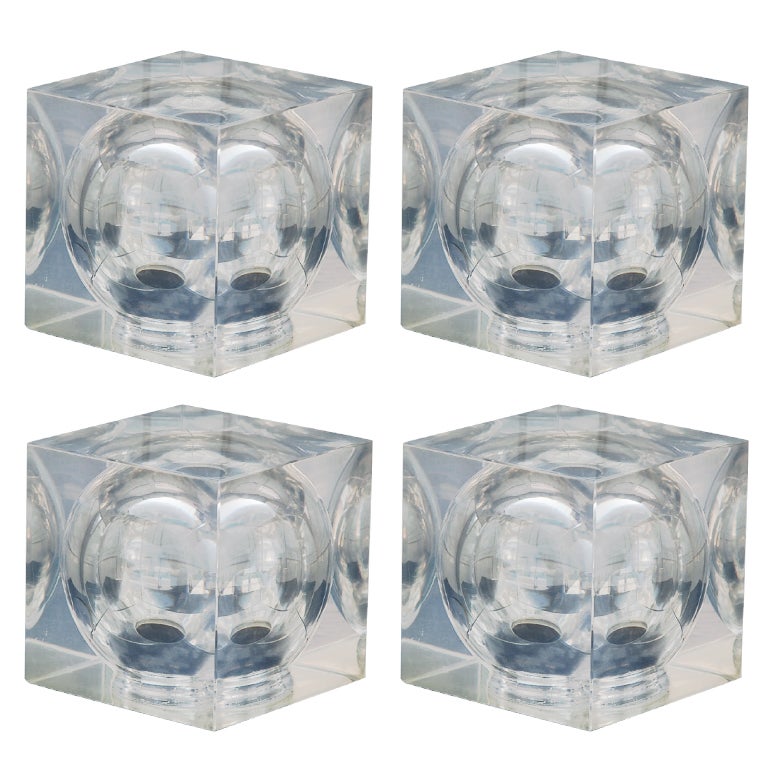 Set of 4 Decorative 70s Lucite Cubes at 1stDibs