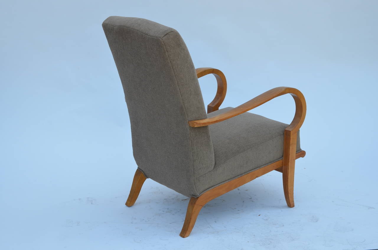 Pair of Chic French 1940s Oak Armchairs in the Style of Etienne-Henri ...