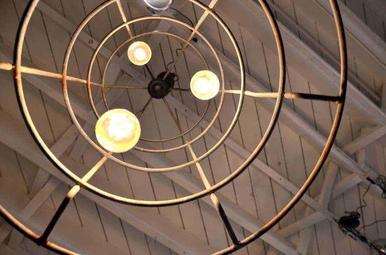 Pair of Large Industrial Cage Lights with Edison Bulbs at 1stDibs