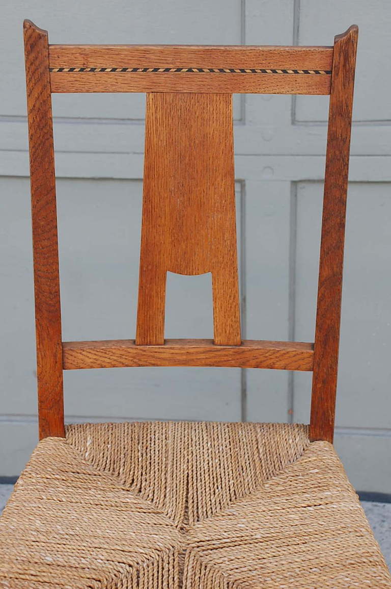 Pair of Small Arts and Crafts Oak Side Chairs For Sale at 1stDibs