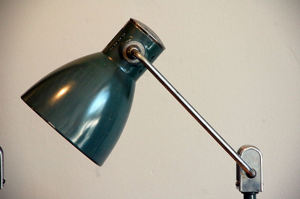 Pair of French industrial articulated night stand lamps at 1stDibs