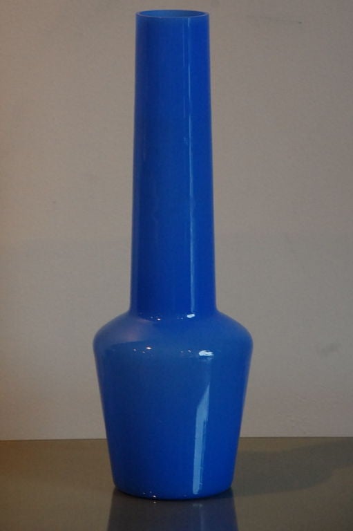 Solid blue Murano glass vase by Gucci at 1stDibs