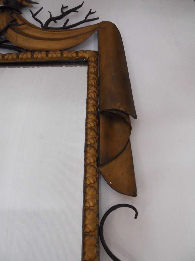 Whimsical Iron Mirror in the Manner of Gilbert Poillerat at 1stDibs