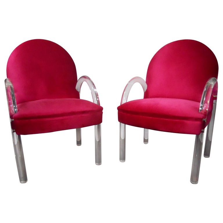 Pair of Pace Collection Lucite Waterfall Dining Chairs at 1stDibs