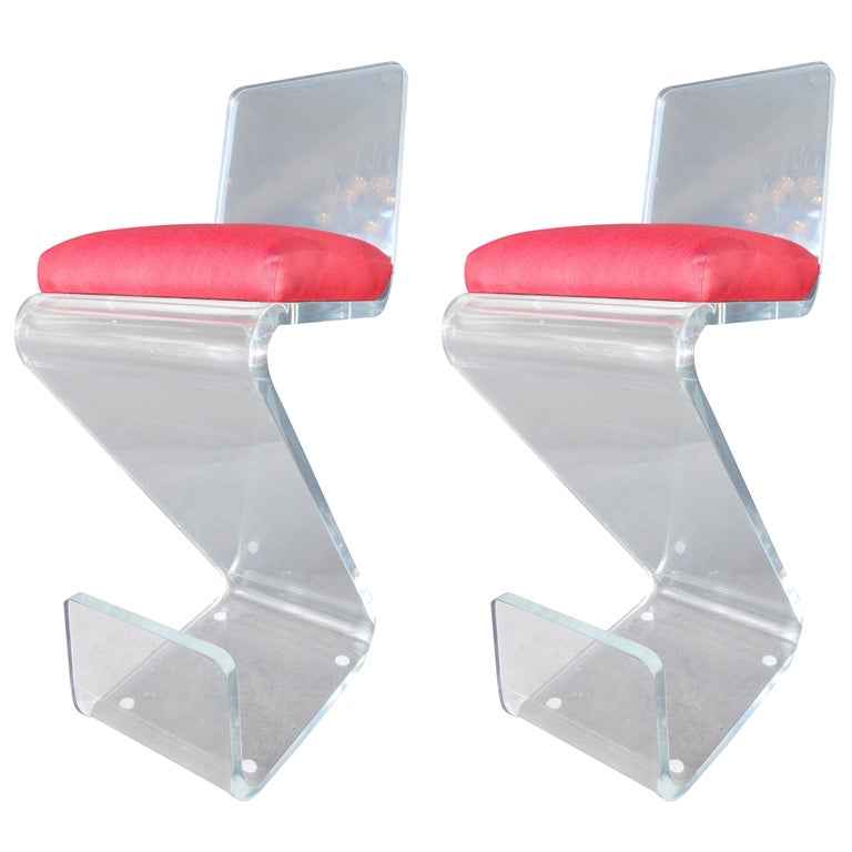 Pair of Vintage Lucite Bar Stools at 1stDibs