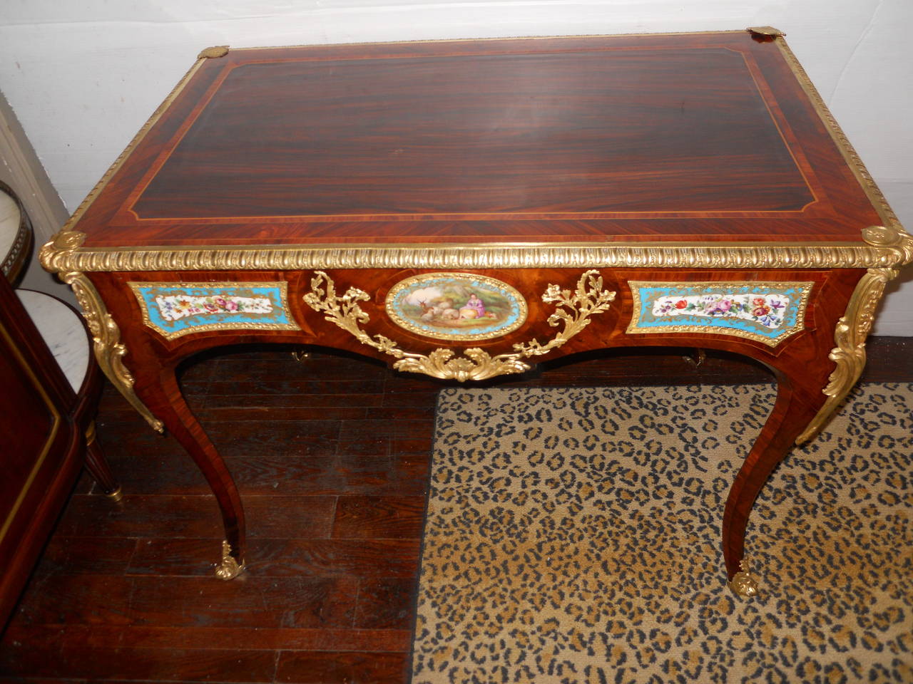 French Antique Table Sevres Style Mounted, Porcelain Inlaid with Ormolu ...