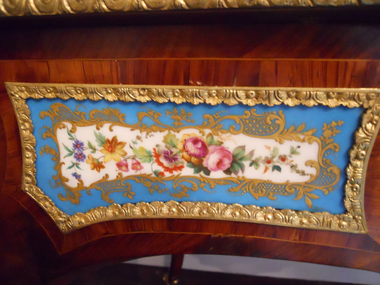 French Antique Table Sevres Style Mounted, Porcelain Inlaid with Ormolu ...