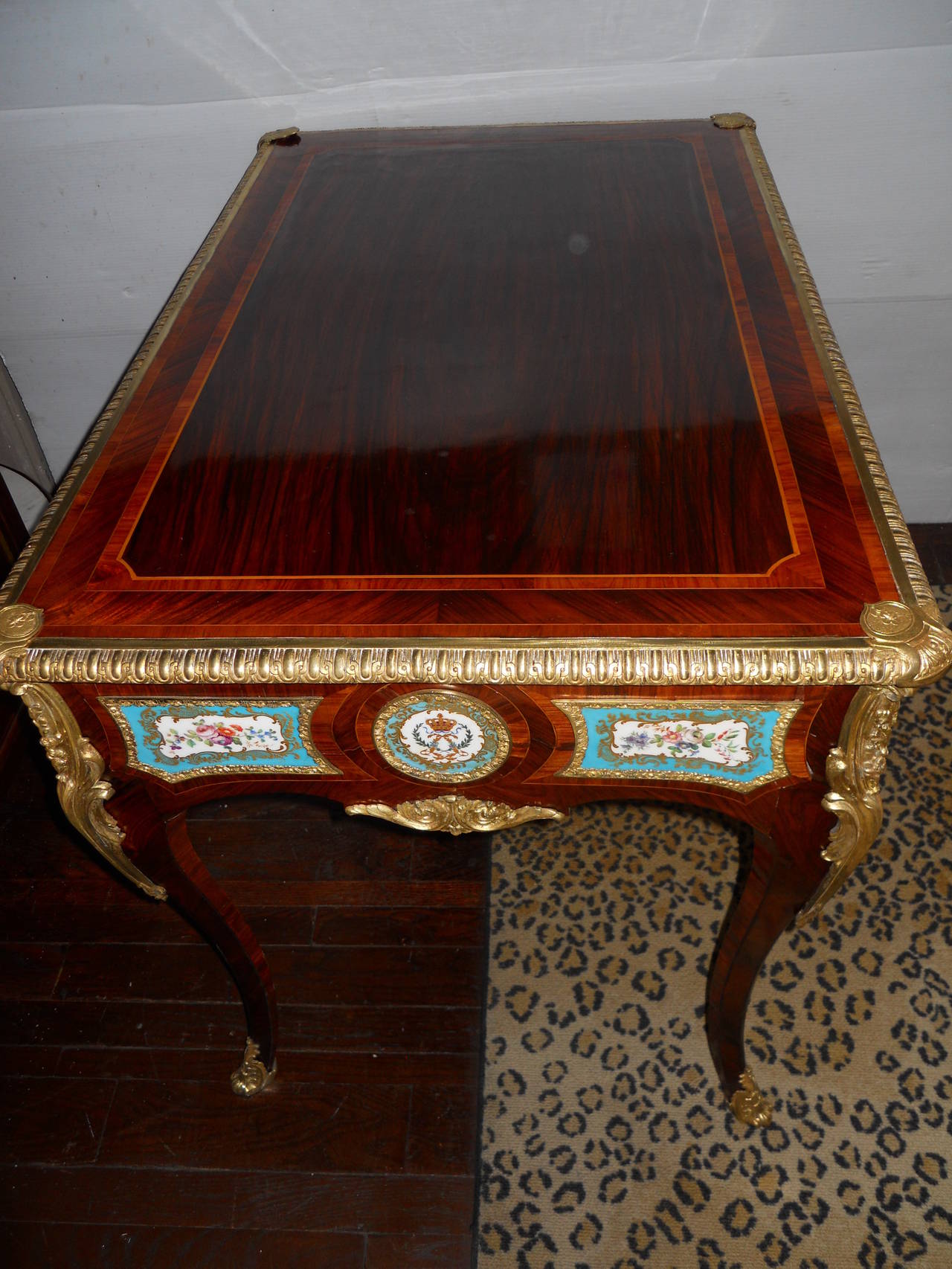 French Antique Table Sevres Style Mounted, Porcelain Inlaid with Ormolu ...