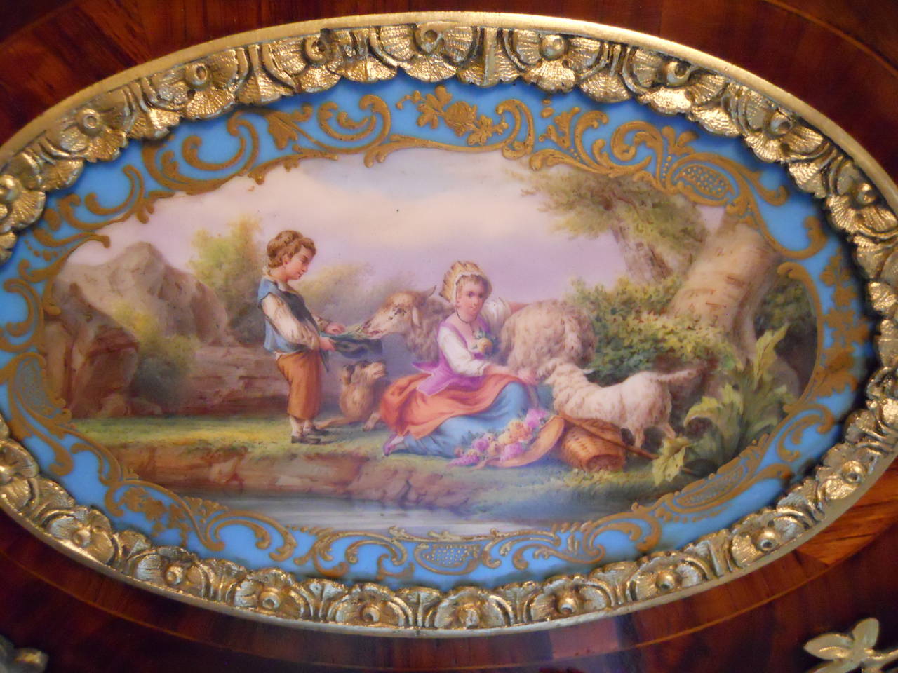 French Antique Table Sevres Style Mounted, Porcelain Inlaid with Ormolu ...