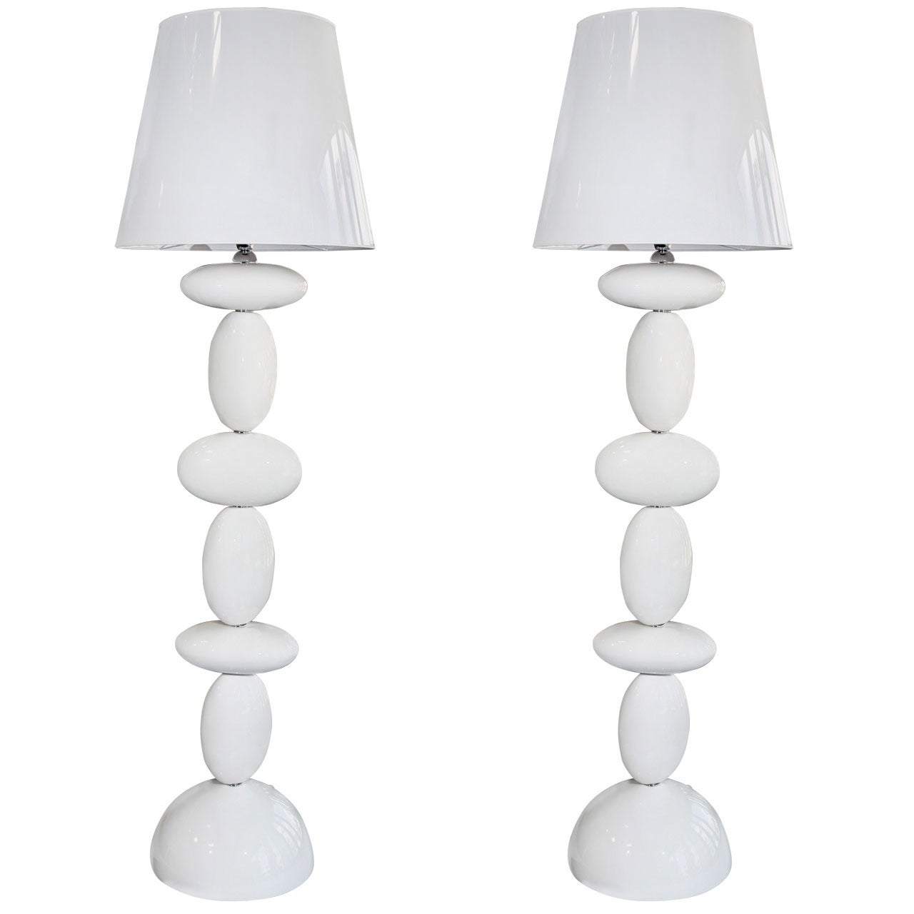 Pair Italian Ceramic White Pebble Floor Lamps at 1stDibs