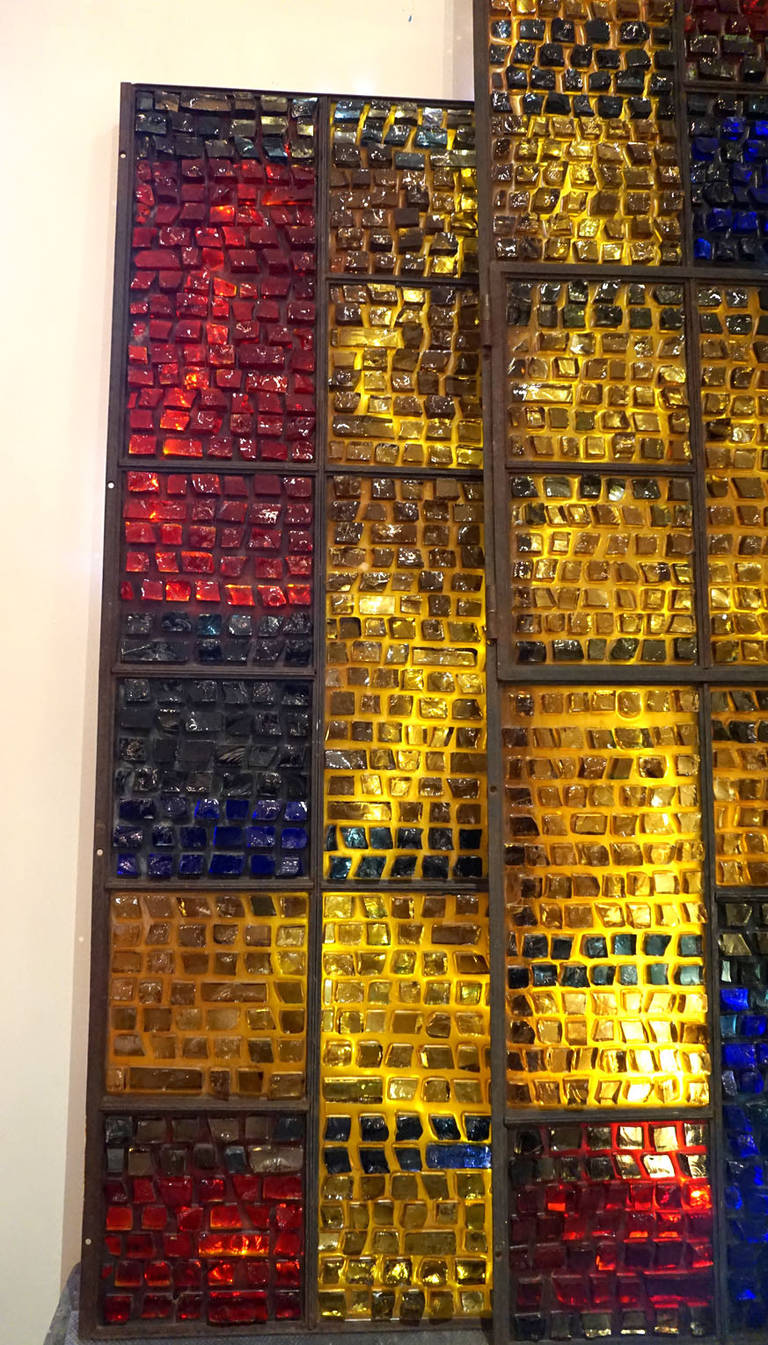 Set of Three Glass Chunk Windows at 1stDibs