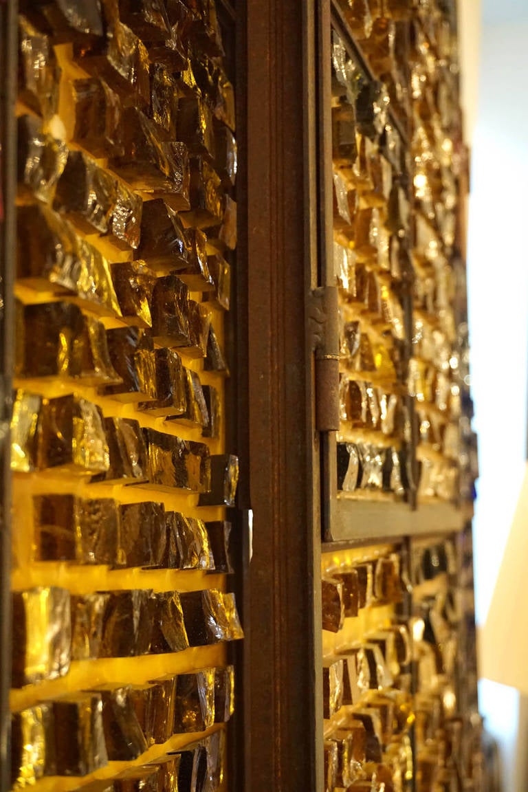 Set of Three Glass Chunk Windows at 1stDibs