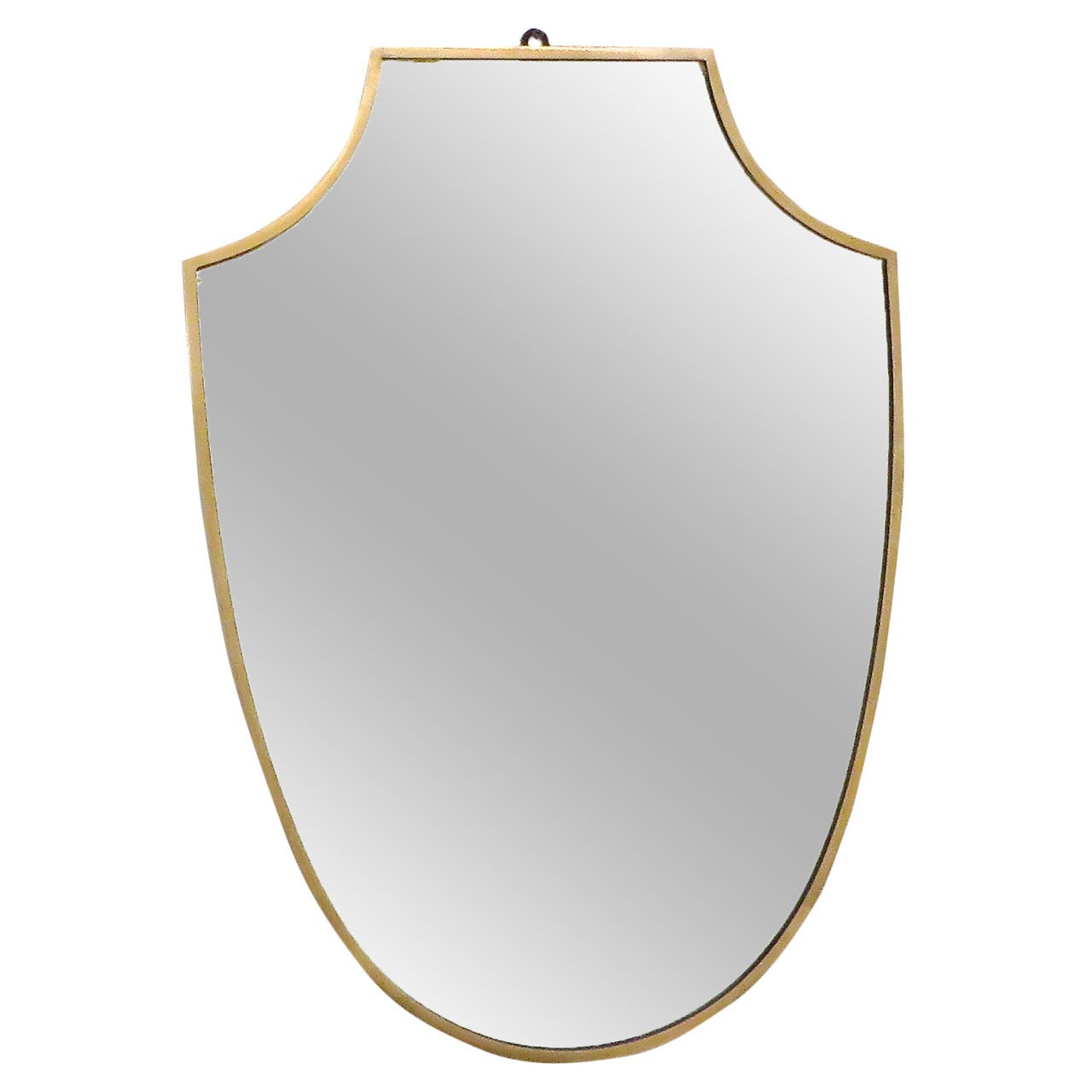 Modernist Italian Brass Framed Shield Shaped MIrror at 1stDibs