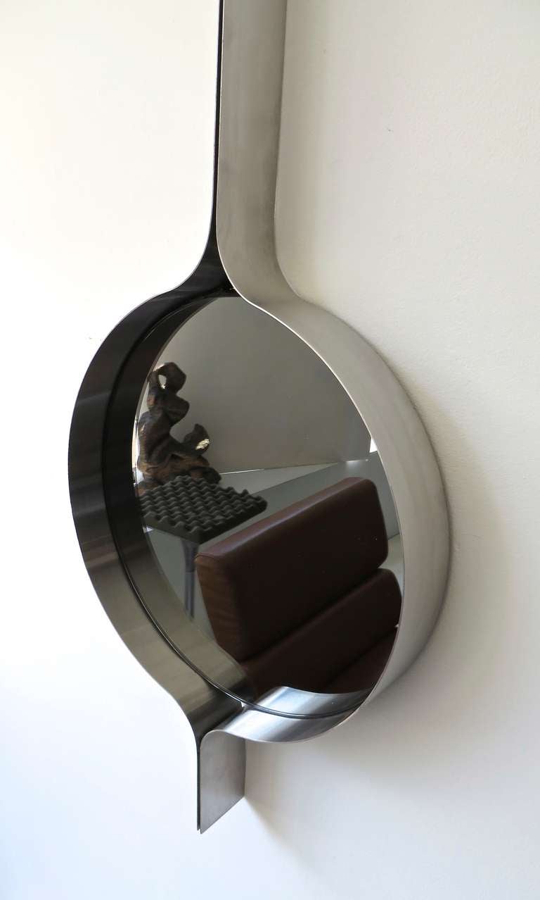 French Circa 1970 Stainless Steel Mirror by Michel Boyer at 1stDibs
