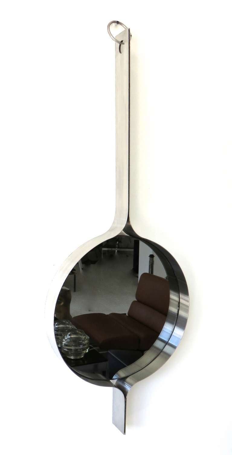 French Circa 1970 Stainless Steel Mirror by Michel Boyer at 1stDibs