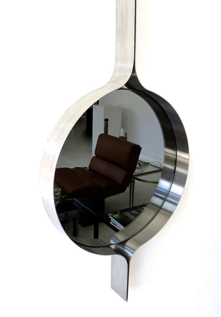 French Circa 1970 Stainless Steel Mirror by Michel Boyer at 1stDibs