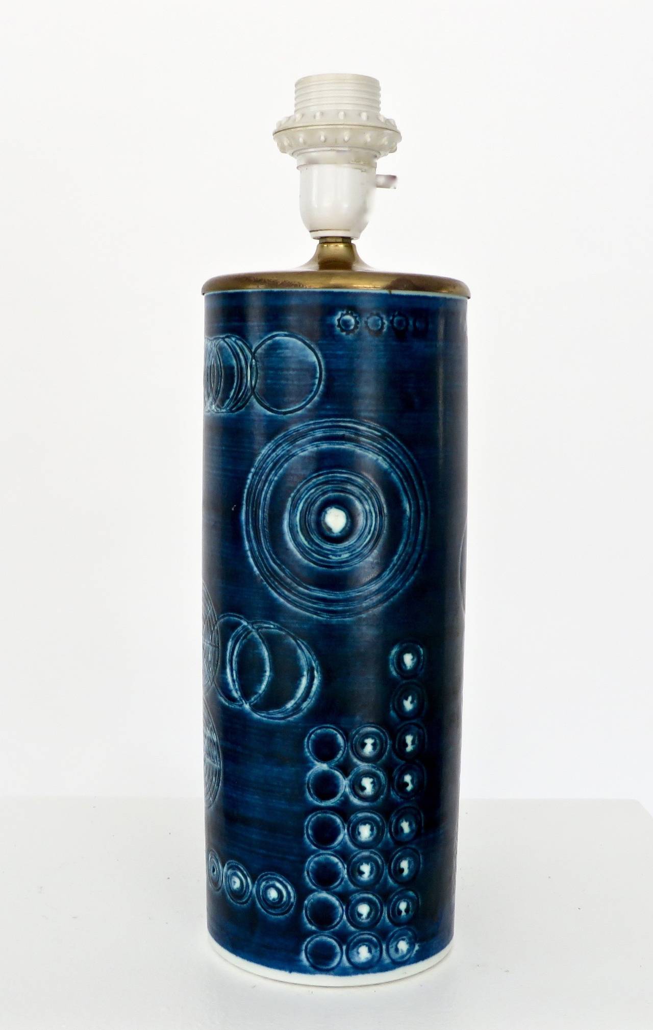 Pair of Swedish Rorstrand Sarek Design Motif Ceramic Lamps by Olle ...