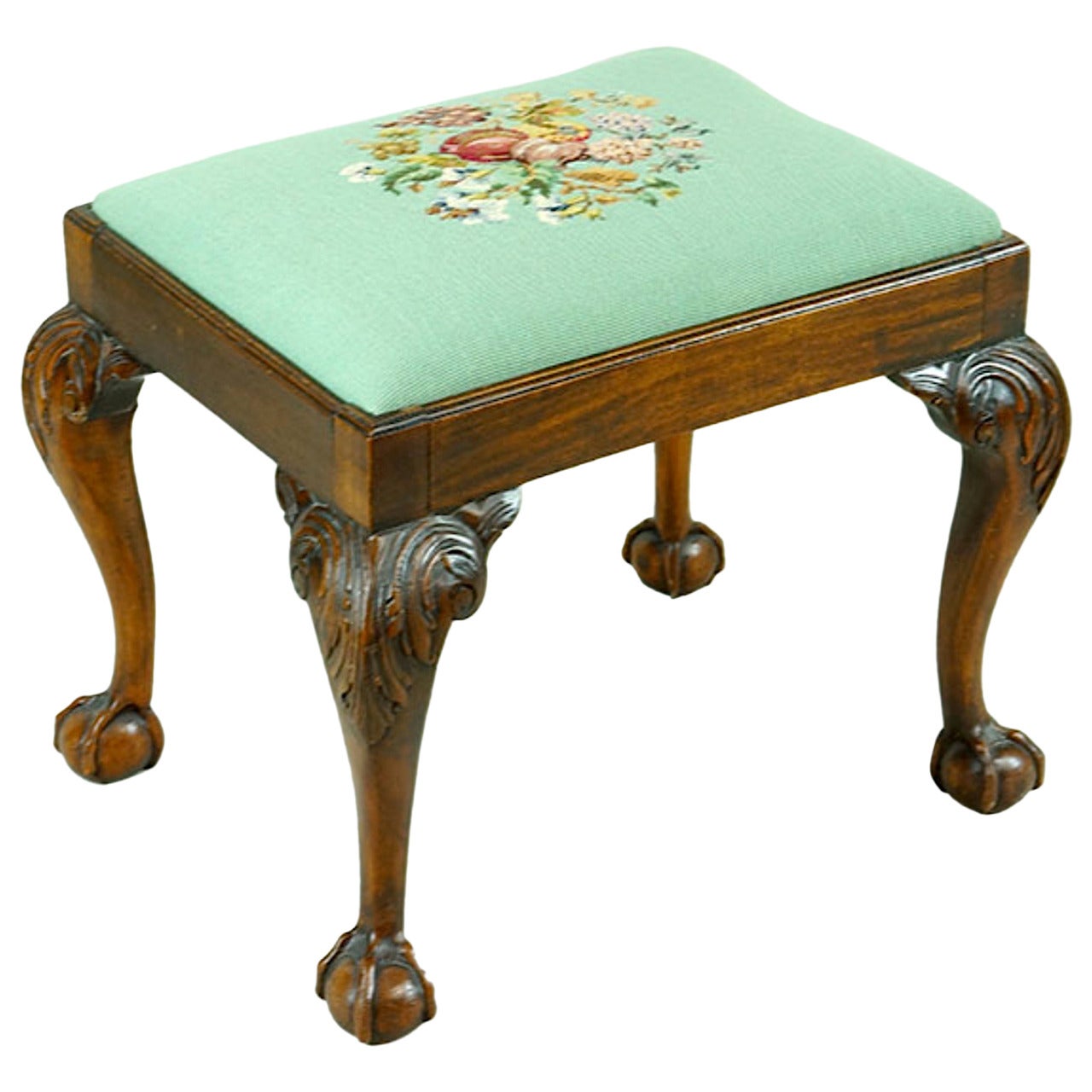 19th Century English George III Stool with Carved Cabriol Legs at 1stDibs