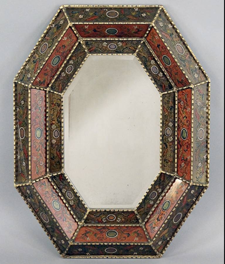 Reverse Painted Glass Framed Mirror at 1stDibs | glass framed mirrors