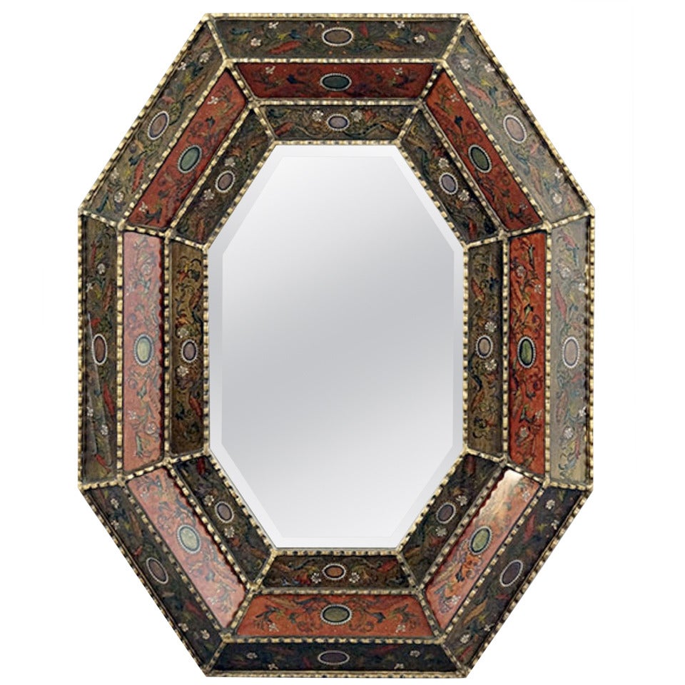 Reverse Painted Glass Framed Mirror at 1stDibs | glass framed mirrors