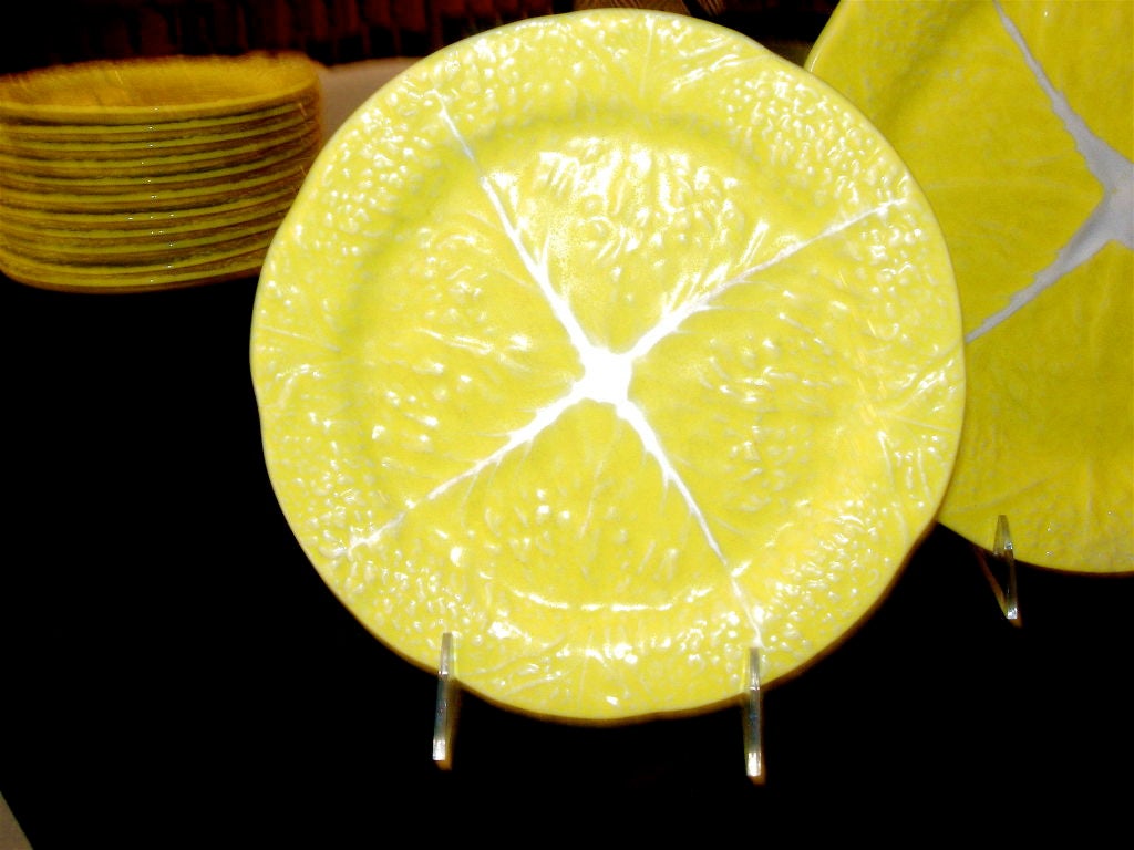 Set Of 24 Lemon Yellow Portuguese Cabbage Plates at 1stDibs