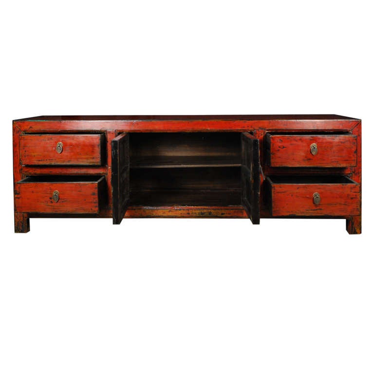 Early 20th Century Chinese Low Red Kang Chest at 1stDibs