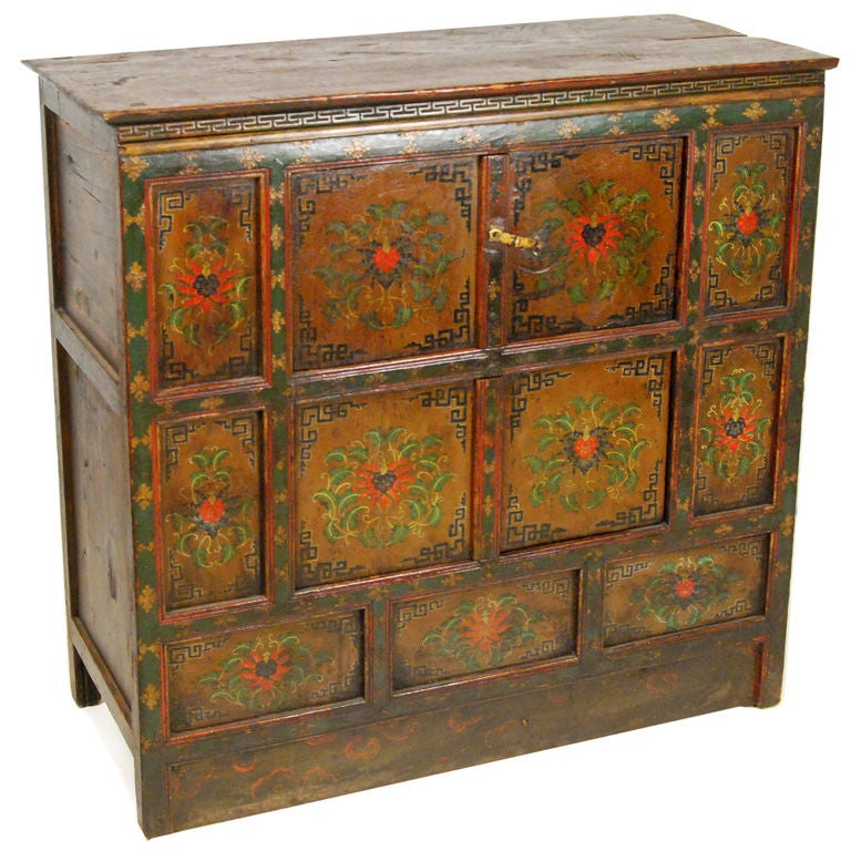19th Century Painted Tibetan Chest at 1stDibs
