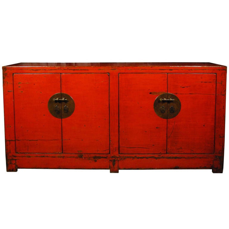 19th Century Chinese Red Lacquered Coffer at 1stDibs