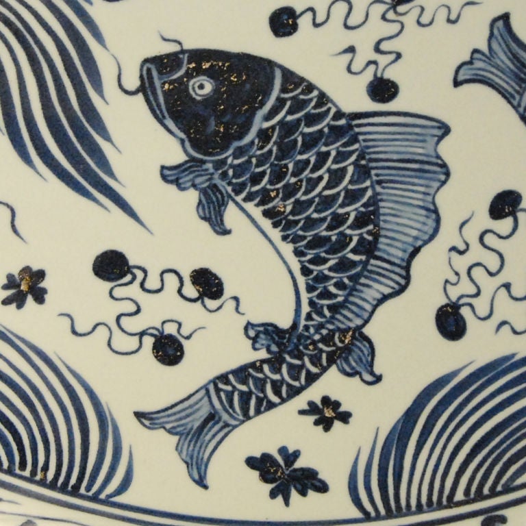 Monumental Blue and White Fish Platter at 1stDibs