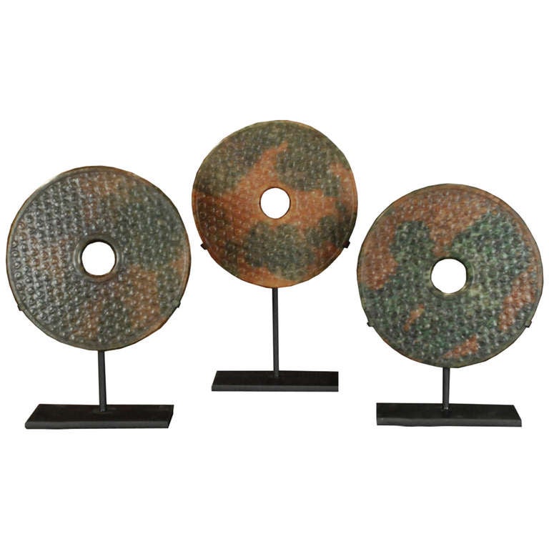 Petite Chinese Bi Discs on Stands at 1stDibs