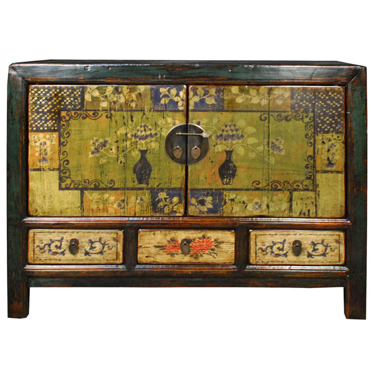 Early 20th Century Chinese Floral Painted Tea Chest at 1stDibs