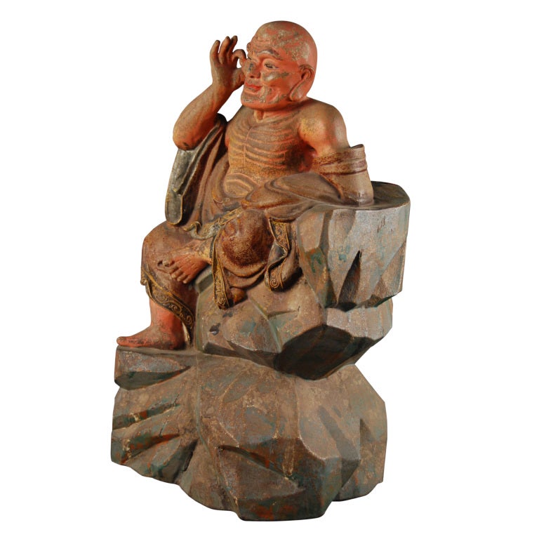 Early 20th Century Chinese Carved Luohan Figure at 1stDibs