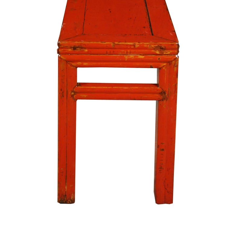 19th Century Chinese Red Lacquered Bench at 1stDibs