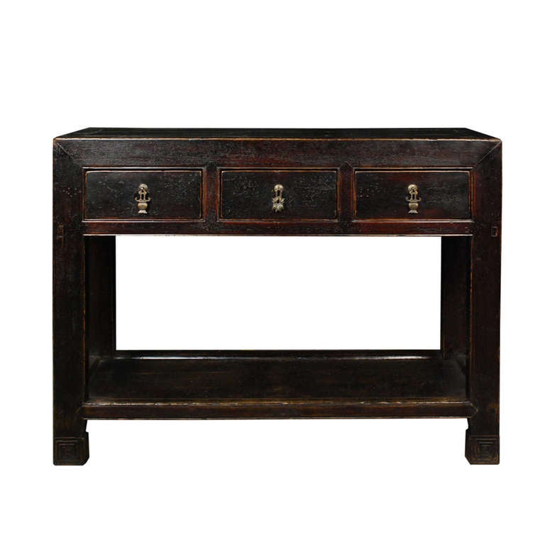 Early 20th Century Three Drawer Scroll Foot Table at 1stDibs