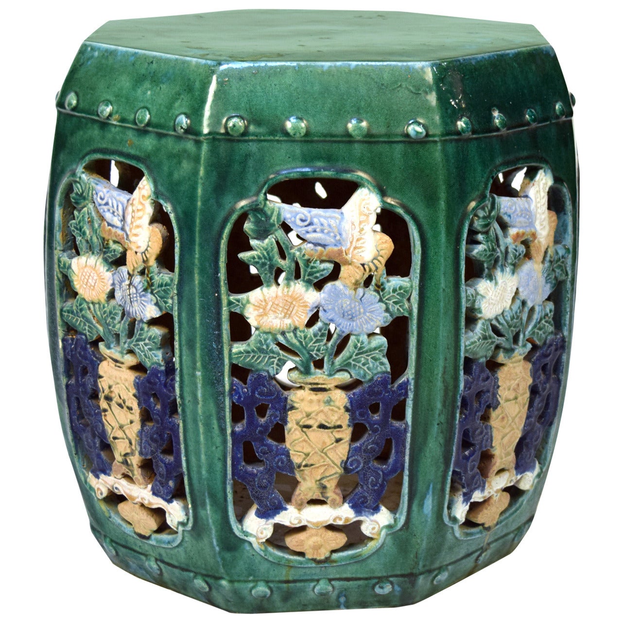 Vintage Chinese Floral Garden Seat at 1stDibs