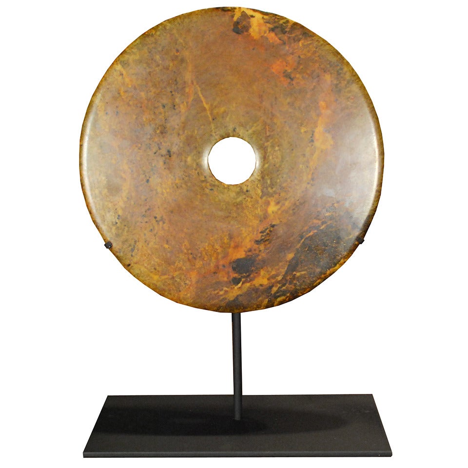 Chinese Stone Bi Disc on Stand at 1stDibs