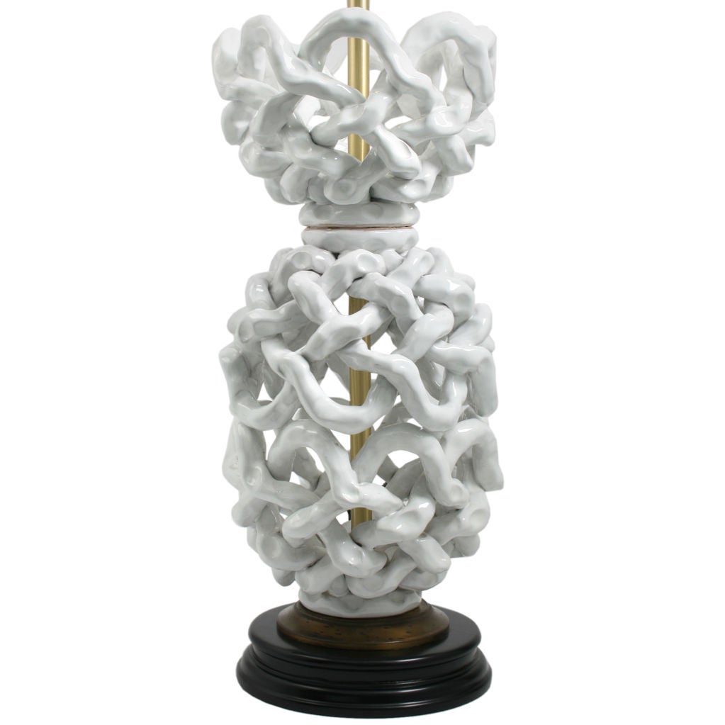 Italian "Pasta" White Ceramic Lamp at 1stDibs